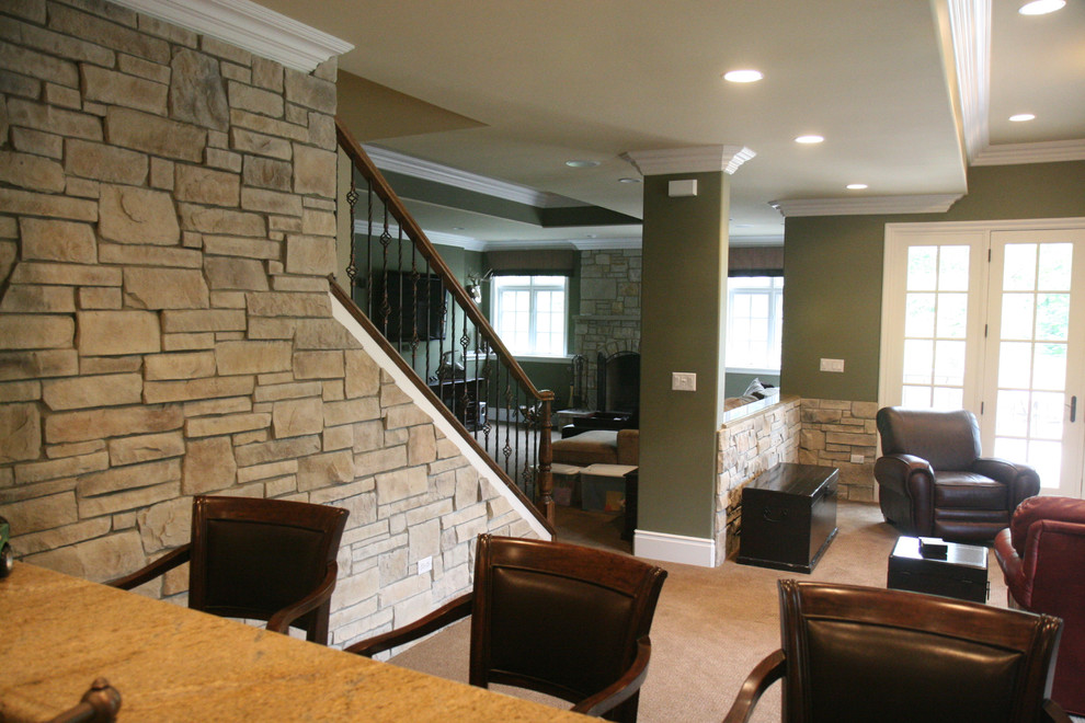 Interior Design With Stone Veneer - Traditional - Basement - Chicago ...
