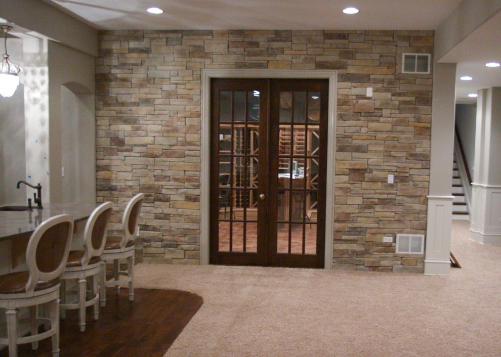 Interior Stone Veneer - Basements - Traditional - Basement - Chicago ...
