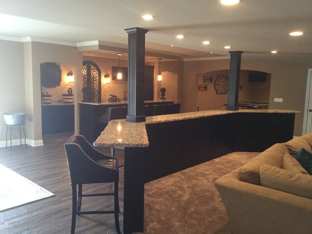 Island Lakes Traditional Finished Basement - Traditional - Basement ...