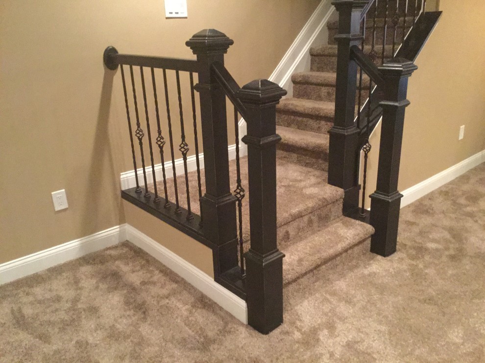Island Lakes Traditional Finished Basement - Traditional - Staircase ...