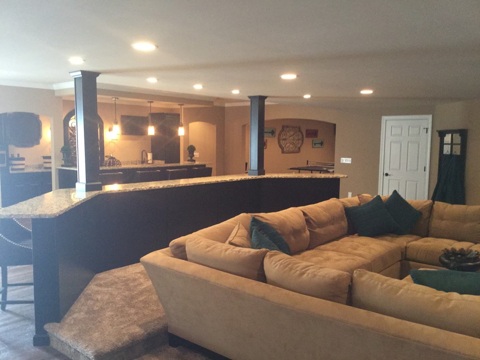 Island Lakes Traditional Finished Basement - Traditional - Basement ...