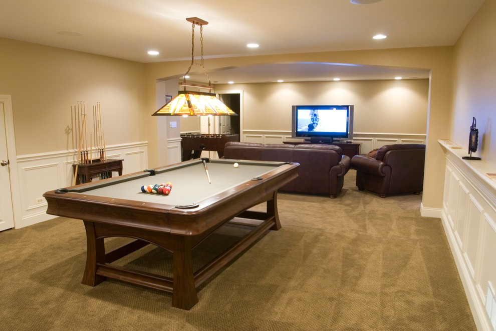 John & Debbie's Basement - Traditional - Basement - Chicago - by ...