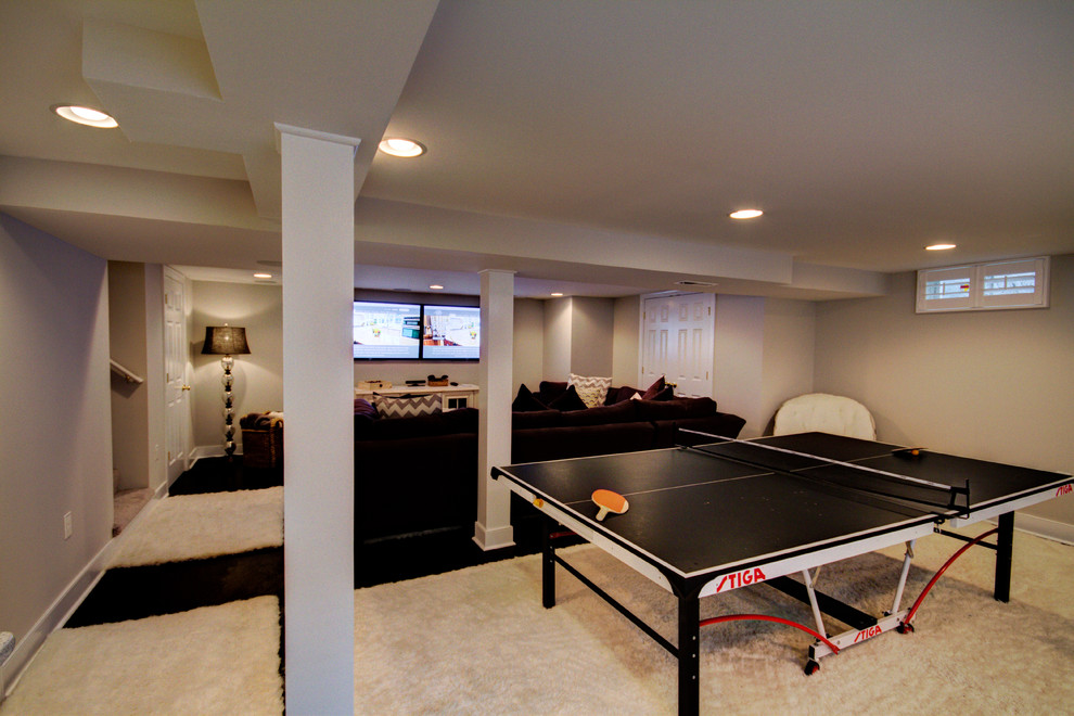 Kid and Adult Friendly Basement Gameroom - Eclectic - Basement ...