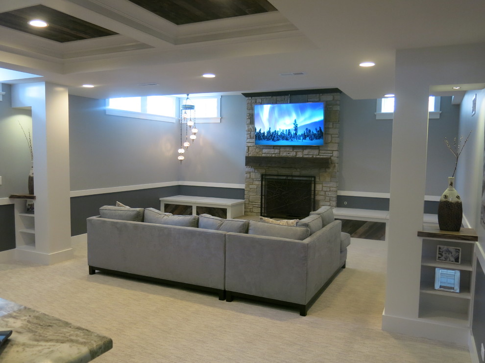 La Grange Modern Meets Rustic - Transitional - Basement - Chicago - by ...