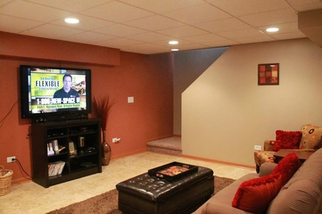 LCD screen in basement - Modern - Basement - Detroit | Houzz UK