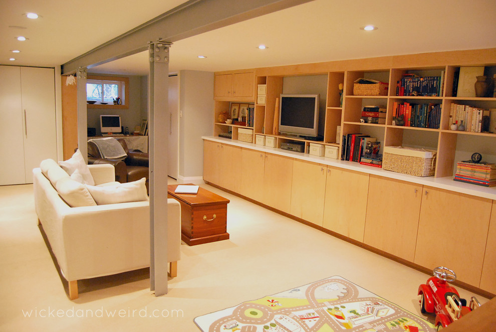 Lisa's Bright Cozy Basement Reno - Modern - Basement - Toronto | Houzz