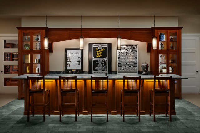 Lower Level Bar - Arts & Crafts - Basement - Detroit - by Bella Cucina ...