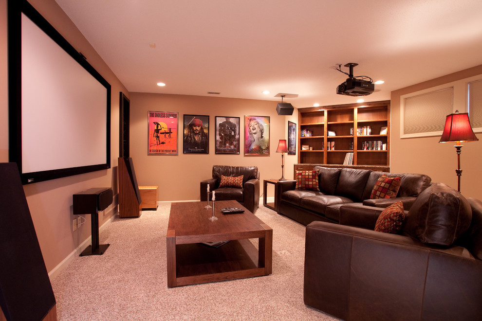 Mayfair Lane Basement Media Room Remodel - Traditional - Basement ...