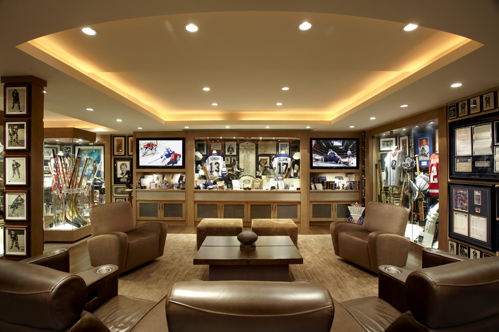 Memorabilia Display & Entertainment Space - Contemporary - Basement ...