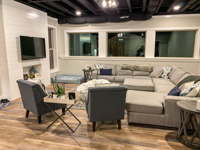 Modern Farm House Finished Basement - Country - Basement - Chicago - by ...