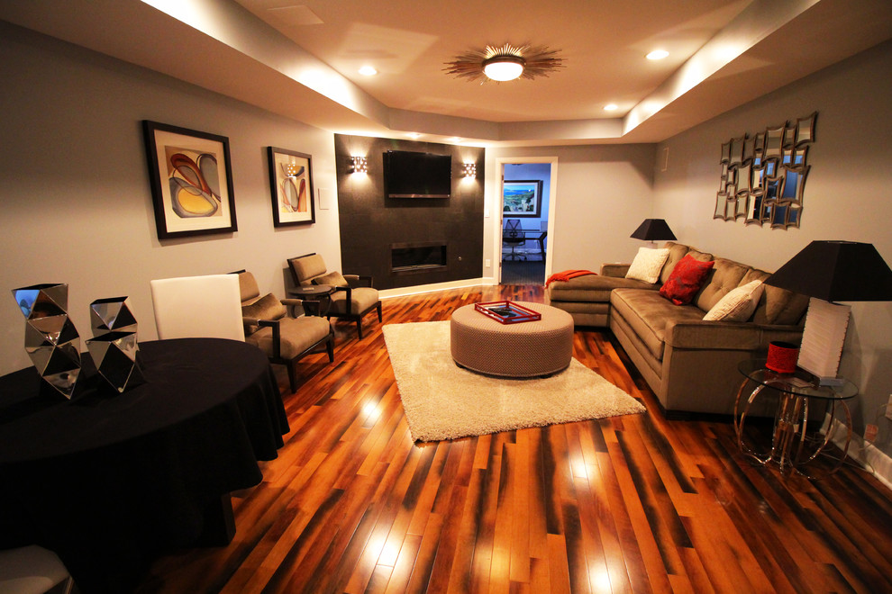 Modern Finished Basement - Modern - Basement - New York - by IDEAL CDR ...