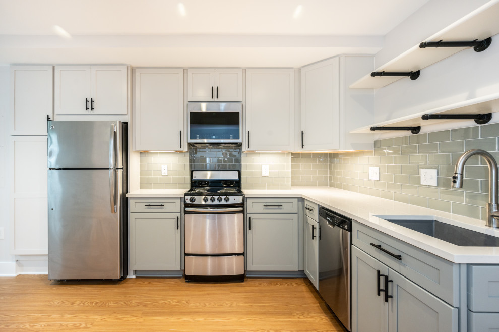 Modern Kitchen with custom floating shelves - Contemporary - Kitchen ...