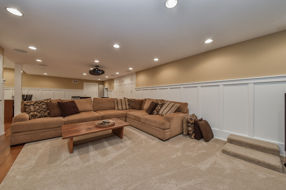 Naperville Basement Finishing Project - Transitional - Basement ...