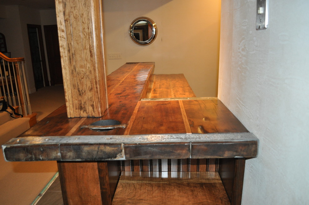 Nautical themed bar,custom etched glass door, designer LED lighting ...