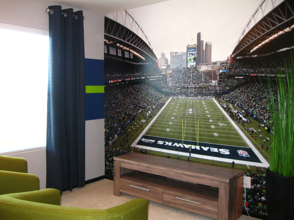 Navy and Coral - Modern - Basement - Seattle - by Anjli Ohs - Mod Lab ...