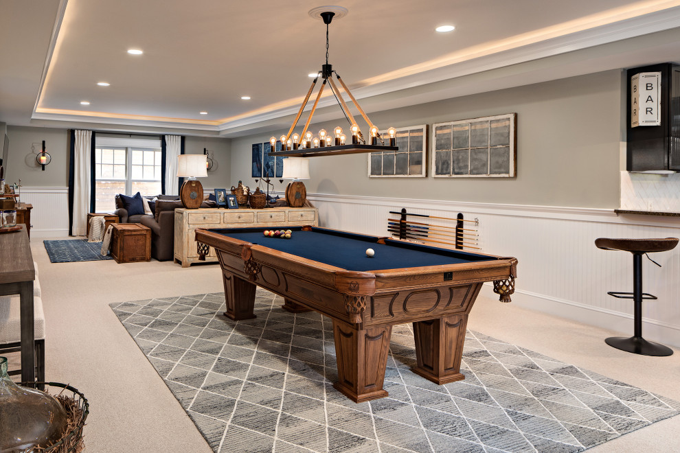 Navy Pool Table Basement - Transitional - Basement - DC Metro - by ...