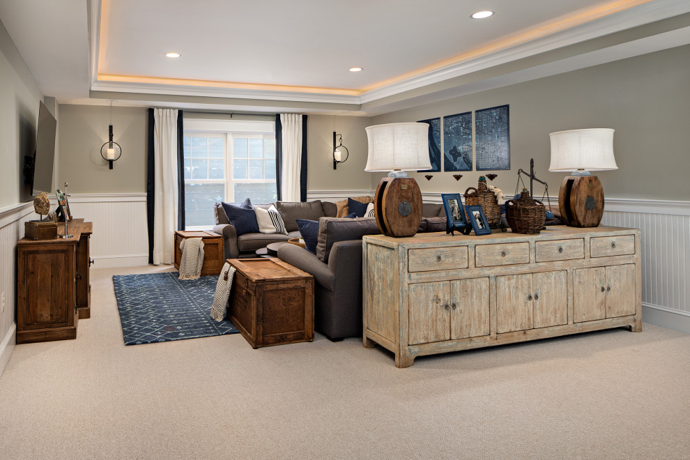 Navy Pool Table Basement - Transitional - Basement - DC Metro - by ...