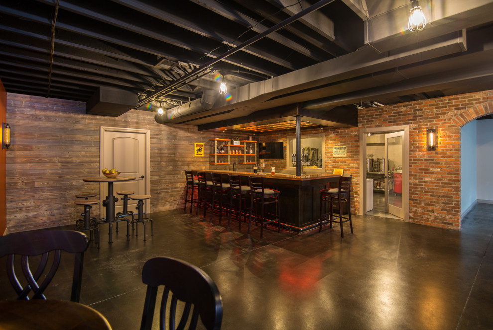 North Ann Arbor Basement Remodel: Home Brewpub - Industrial - Basement ...