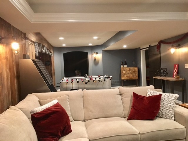Novi Michigan Rustic Finished Basement - Rustic - Basement - Detroit ...