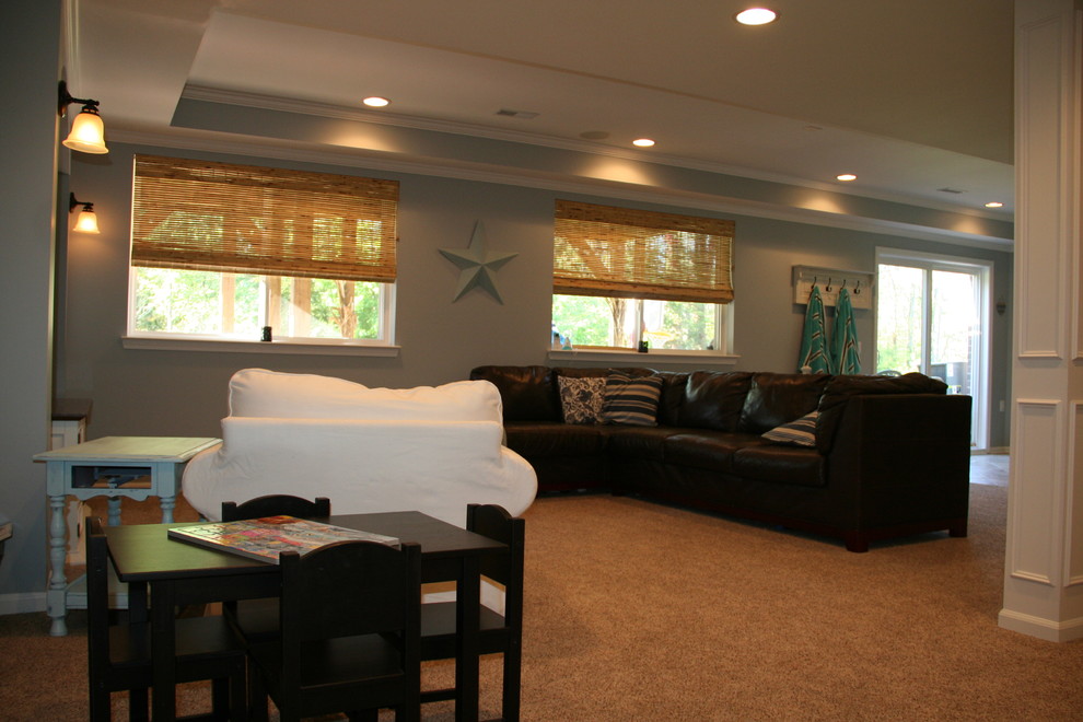 Novi/South Lyon Finished Basement - Traditional - Basement - Detroit ...