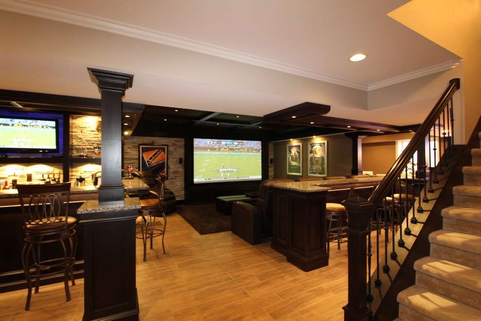 Oakland Twp Finished Basement - Transitional - Basement - Detroit - by ...