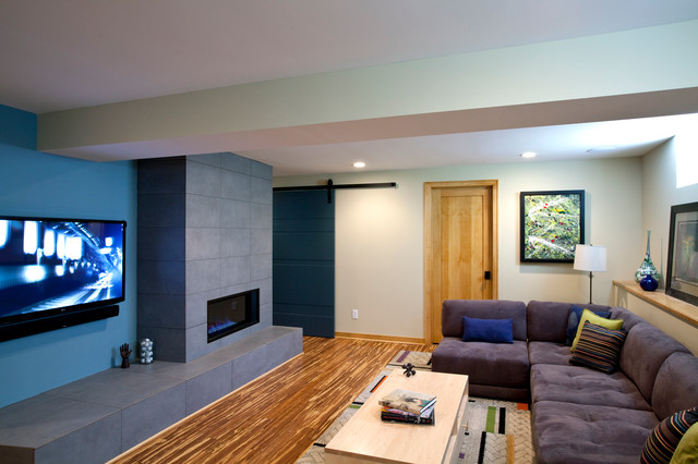 Painterly Basement - Contemporary - Basement - Minneapolis - by TreHus ...