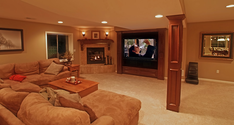 Recessed Panel Post Detail in Highlands Ranch Colorado Basement Finish ...