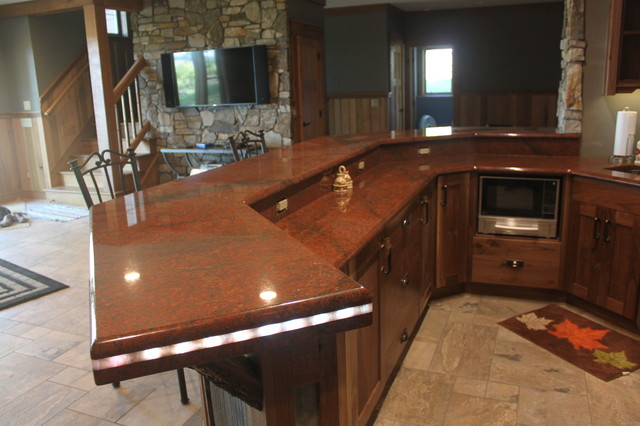 Red Dragon Granite Bar - Country - Basement - Minneapolis - by Elegant ...