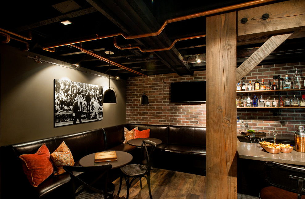 (Remodel - Custom) Basement with a Pioneer Square Bar - Rustic ...