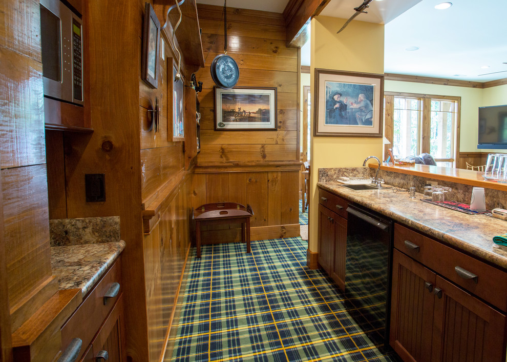 Rustic Rocky Springs Finished Basement Kitchen - Craftsman - Basement ...