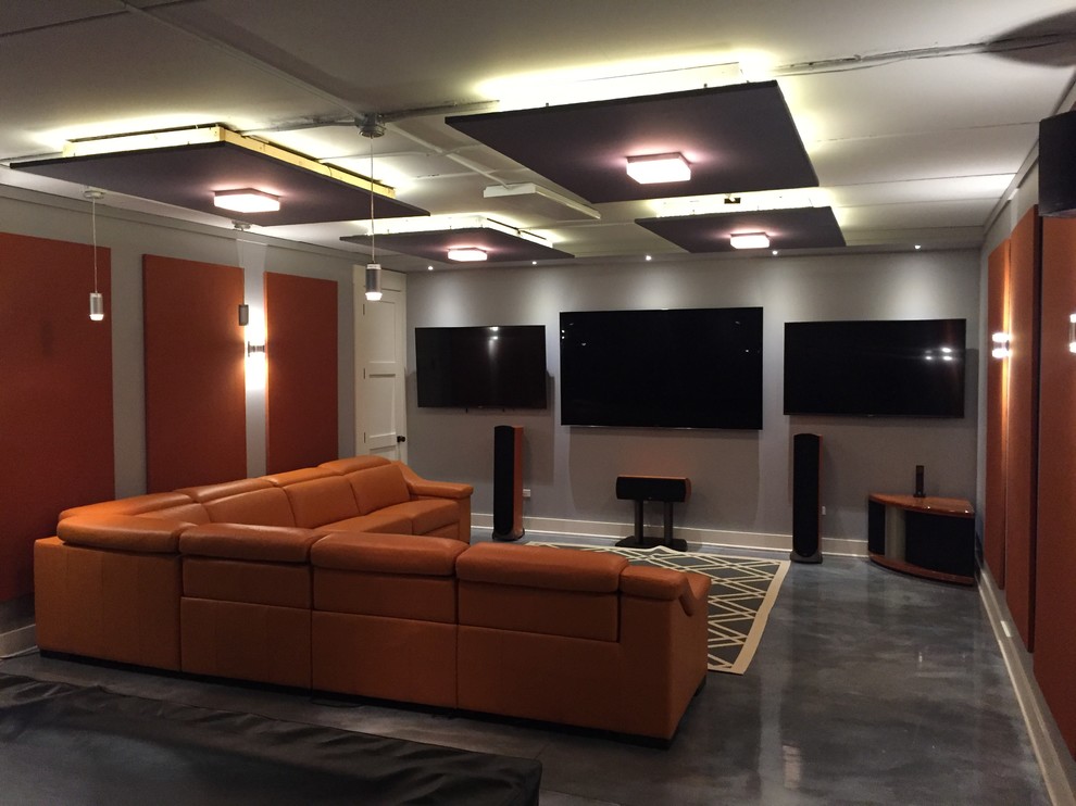 Sleek Contemporary Man Cave - Contemporary - Basement - Chicago - by ...