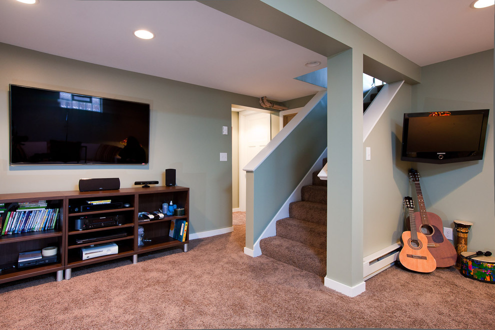 St. Paul Center Hall Colonial Contemporary Basement Remodel ...