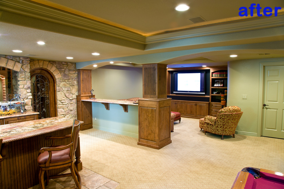 Stunning Greenwood Village Home with Stacked Stone Buffet Bar and Wood ...