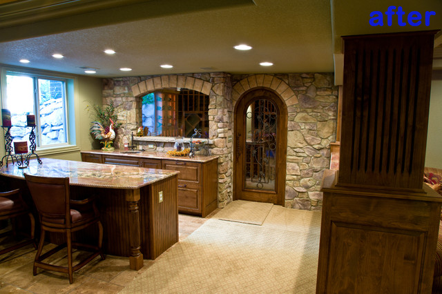 Stunning Greenwood Village Home with Stacked Stone Buffet Bar and Wood ...