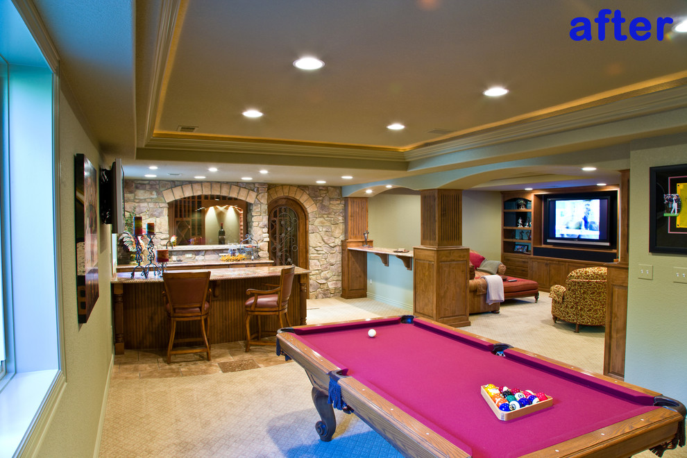 Stunning Greenwood Village Home with Stacked Stone Buffet Bar and Wood ...