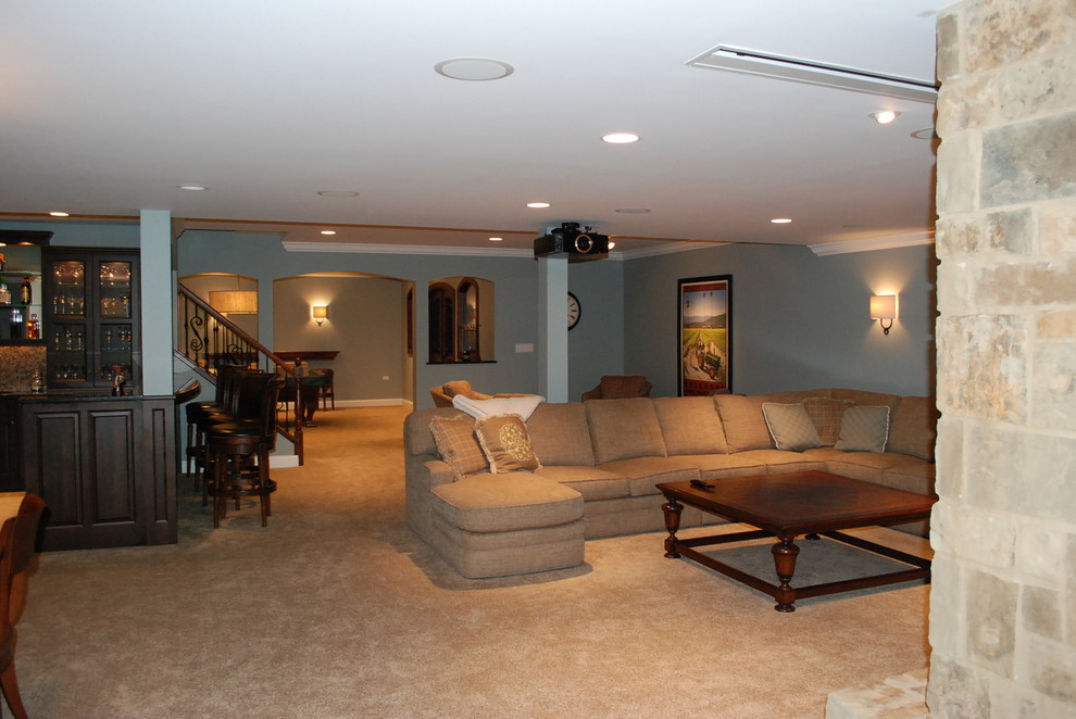 Suburban Chicago Basement - Traditional - Basement - Chicago - by Plzak ...