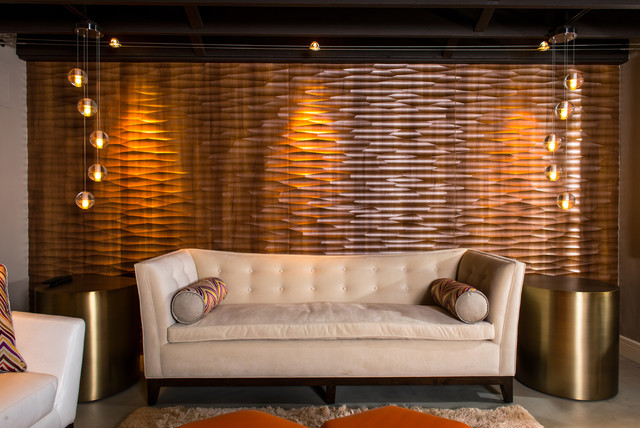 Swanky Lounge Basement Conversion - Midcentury - Basement - Other - by ...