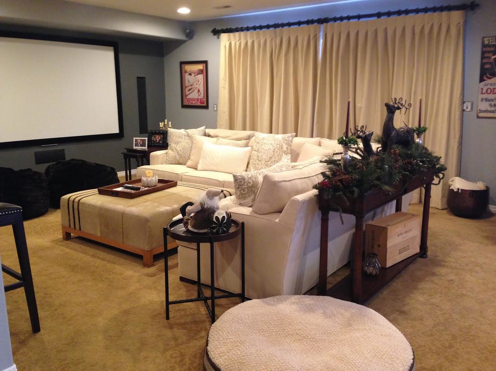 Transitional Burberry Style Meets Basement - Traditional - Basement ...