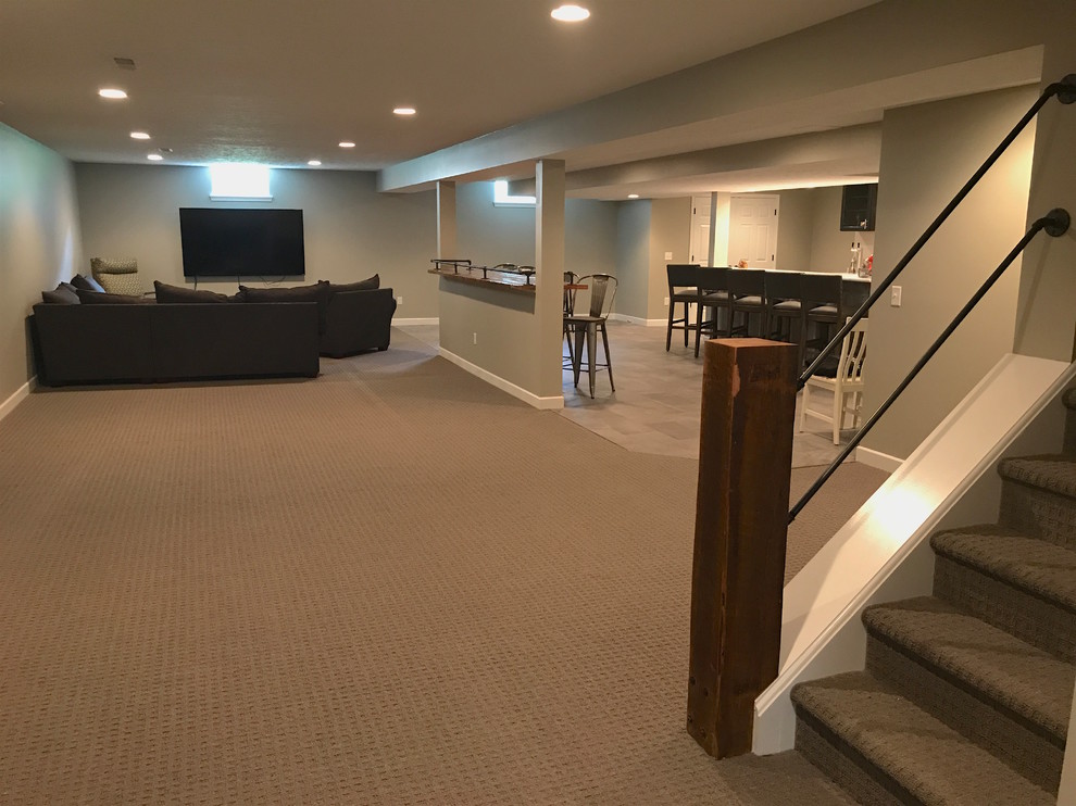 Transitional Finished Basement - Transitional - Basement - Cleveland ...