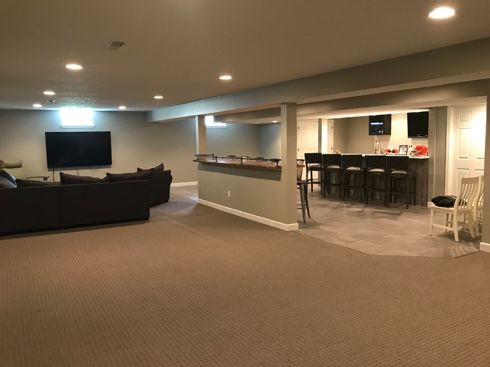 Transitional Finished Basement - Transitional - Basement - Cleveland ...