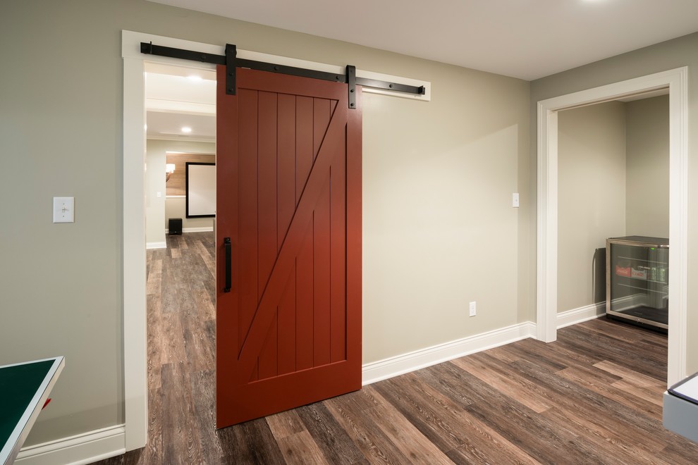 Village of West Clay Basement Renewal - Rustic - Basement ...