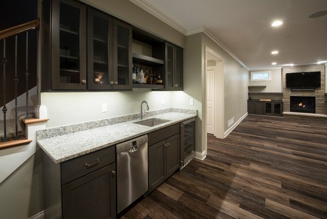 Village of West Clay Basement Renewal - Rustic - Basement ...