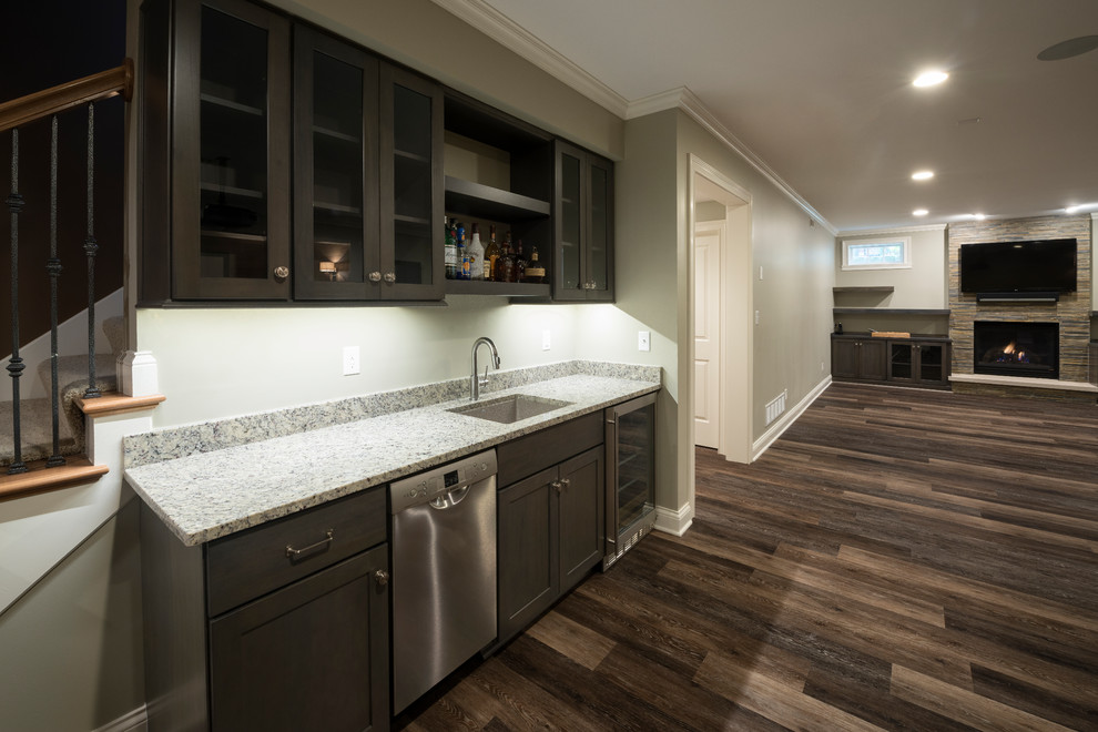 Village of West Clay Basement Renewal - Rustic - Basement ...