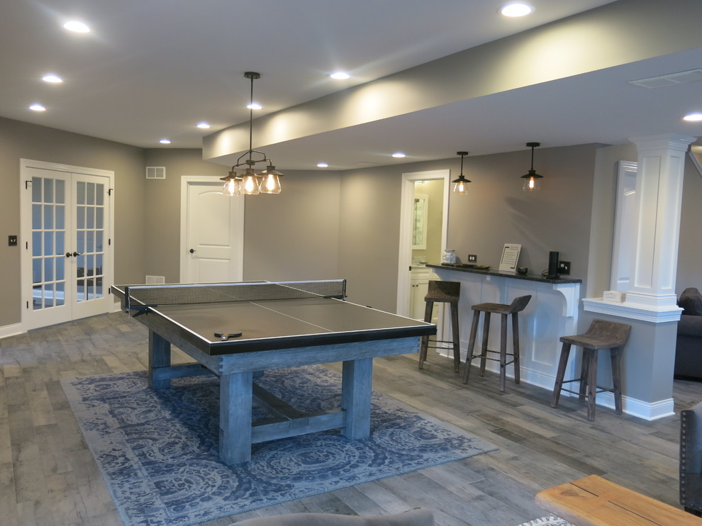 West Chicago Basement with Gaming and Media Areas with Fireplace ...