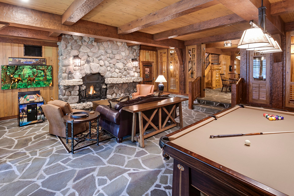 Wisconsin - Rustic Hunting Lodge Remodel - Rustic - Basement ...