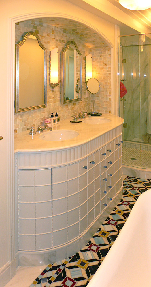 1950s Hollywood inspired custom vanity - Midcentury - Bathroom - Santa ...