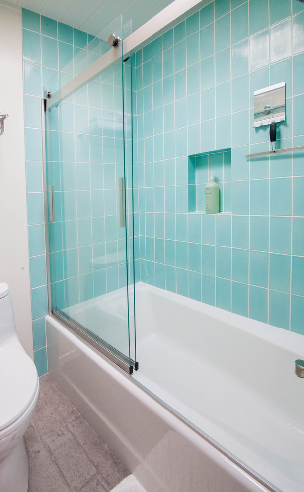 4x8 Aqua Tile Bathroom - Midcentury - Bathroom - San Francisco - by ...