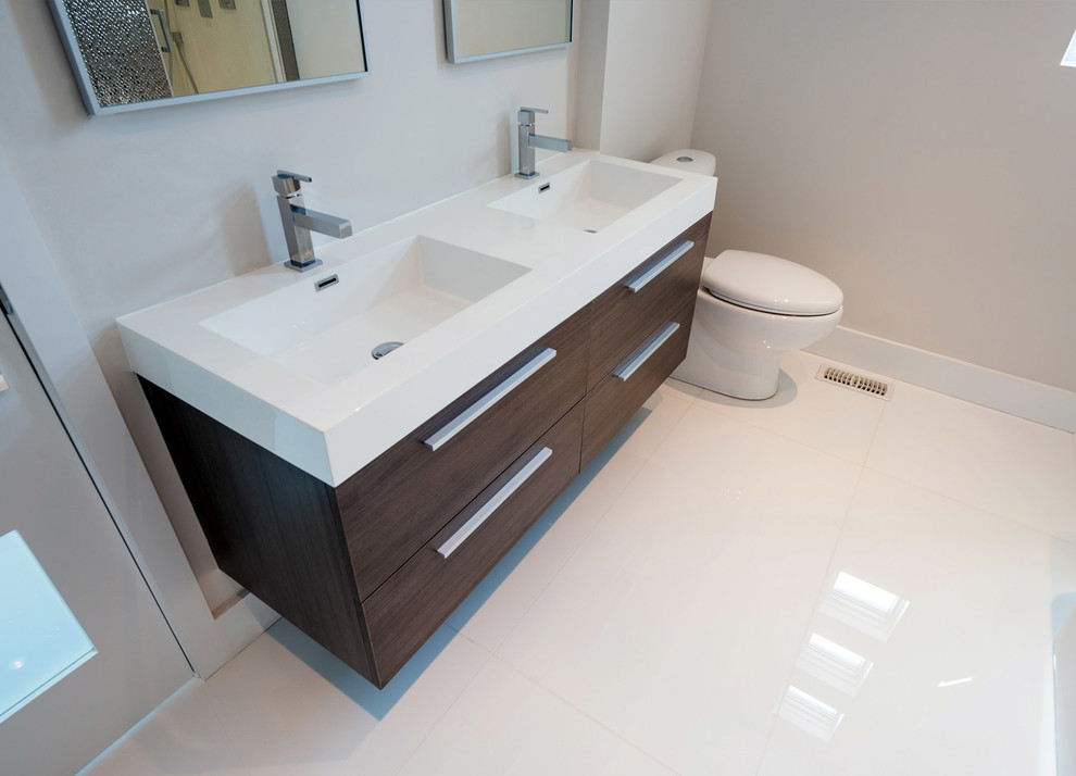 55" Wall Mounted Bathroom Vanity in Grey Oak - Modern - Bathroom ...