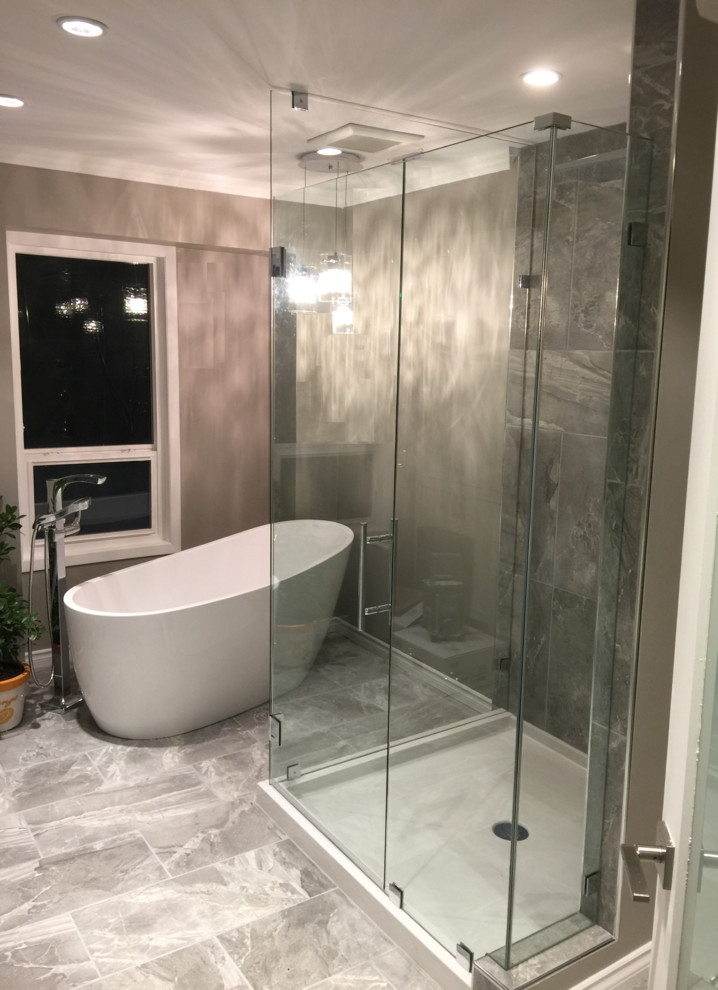 90 Degree Frameless Glass Shower Doors Contemporary Bathroom
