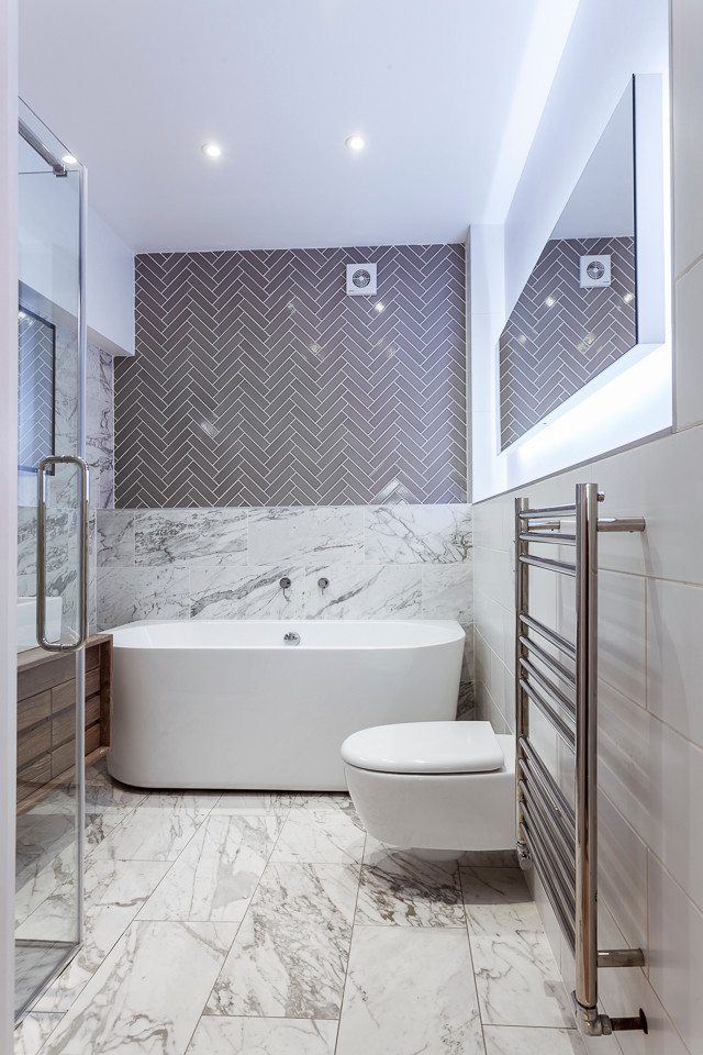 A Modern Marble Showroom with a Luxury Feel - Contemporary - Bathroom ...